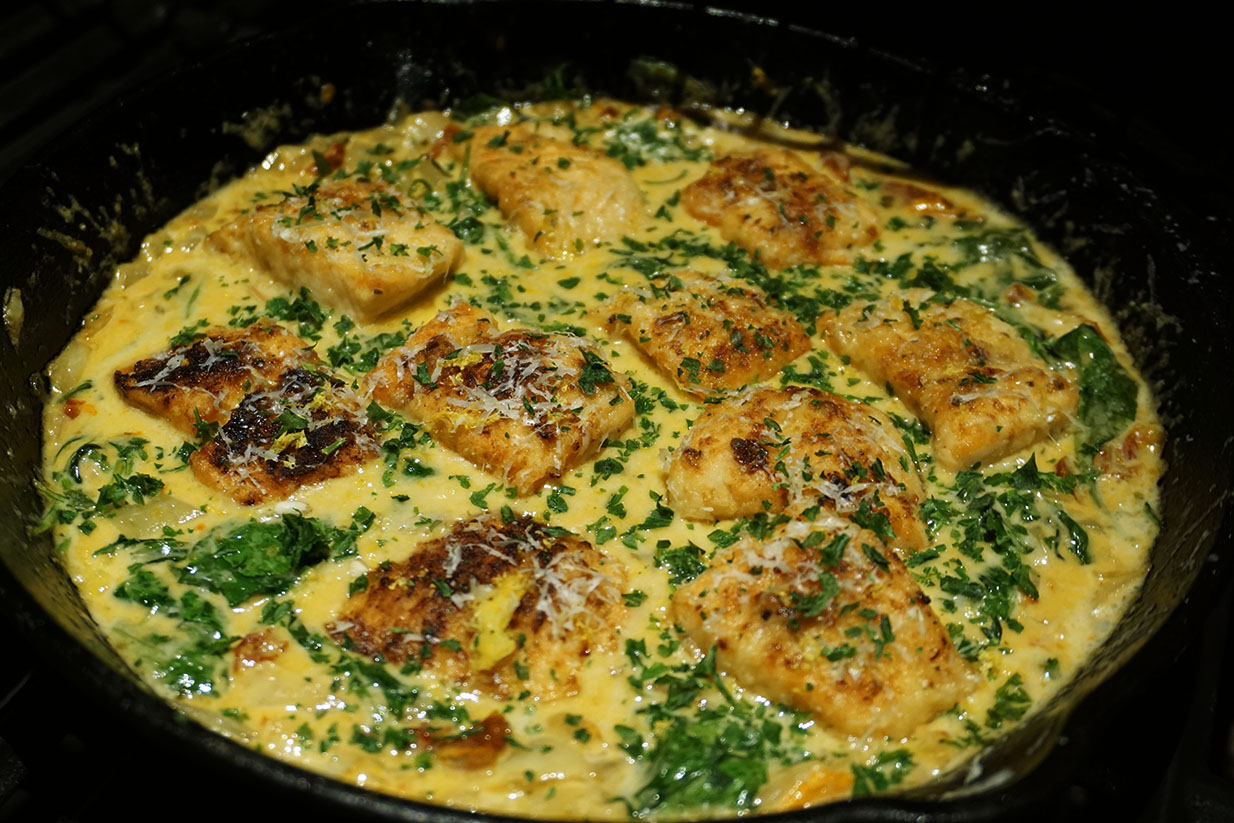 cremige Fischpfanne - Kiki's BBQ | Grillrezepte, BBQ-Blog